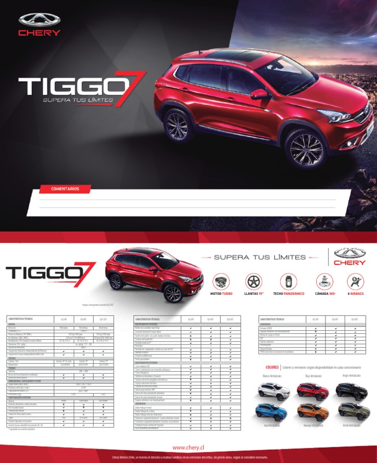 Ficha Tecnica Chery Tiggo 7 2018 201710 | Airbag | Automóviles