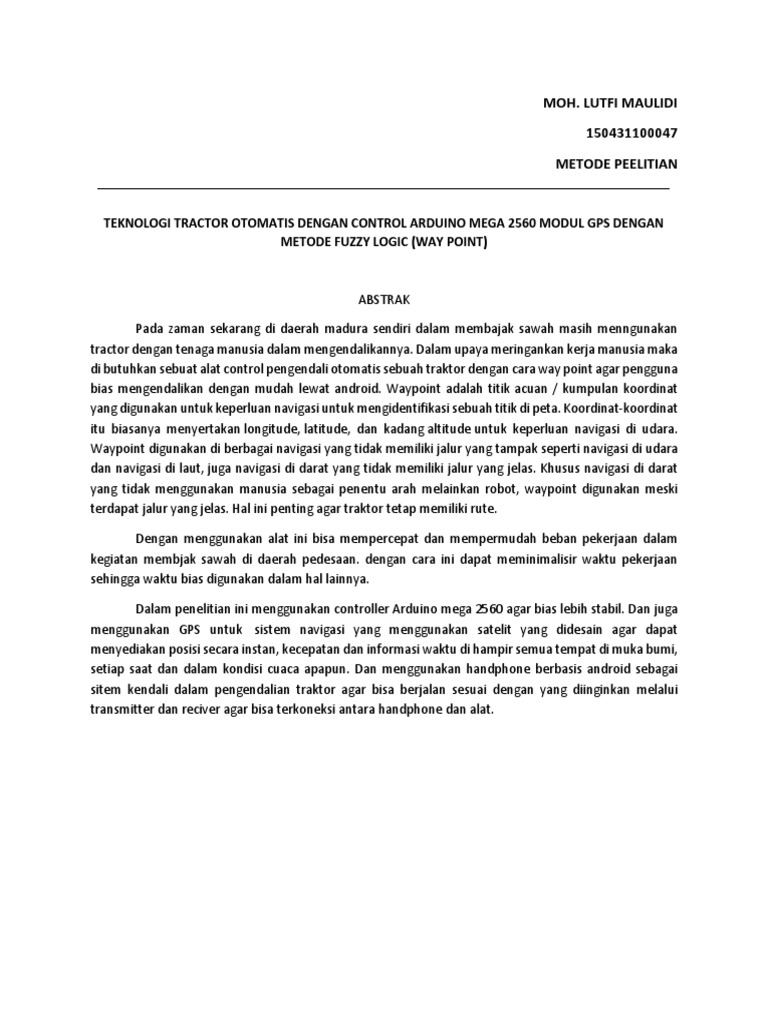 Teknologi Traktor Otomatis Dengan Menggunakan Modul Cjmcu | PDF