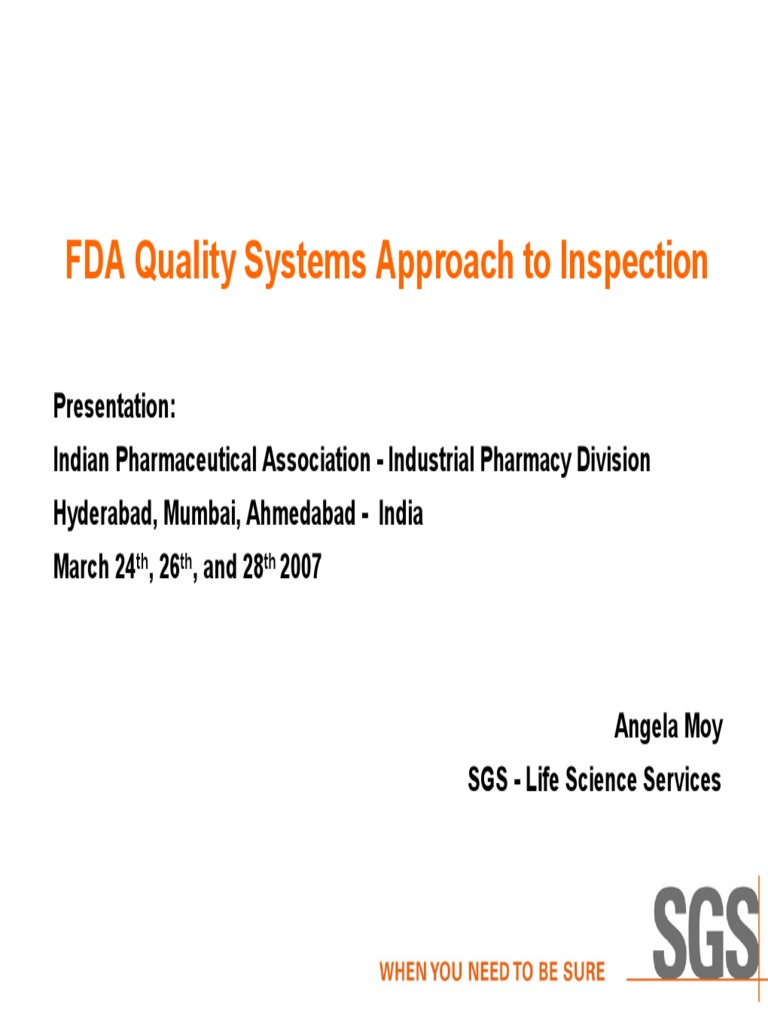 FDA Quality Systems Approach To Inspections 0307 | Download Free PDF ...