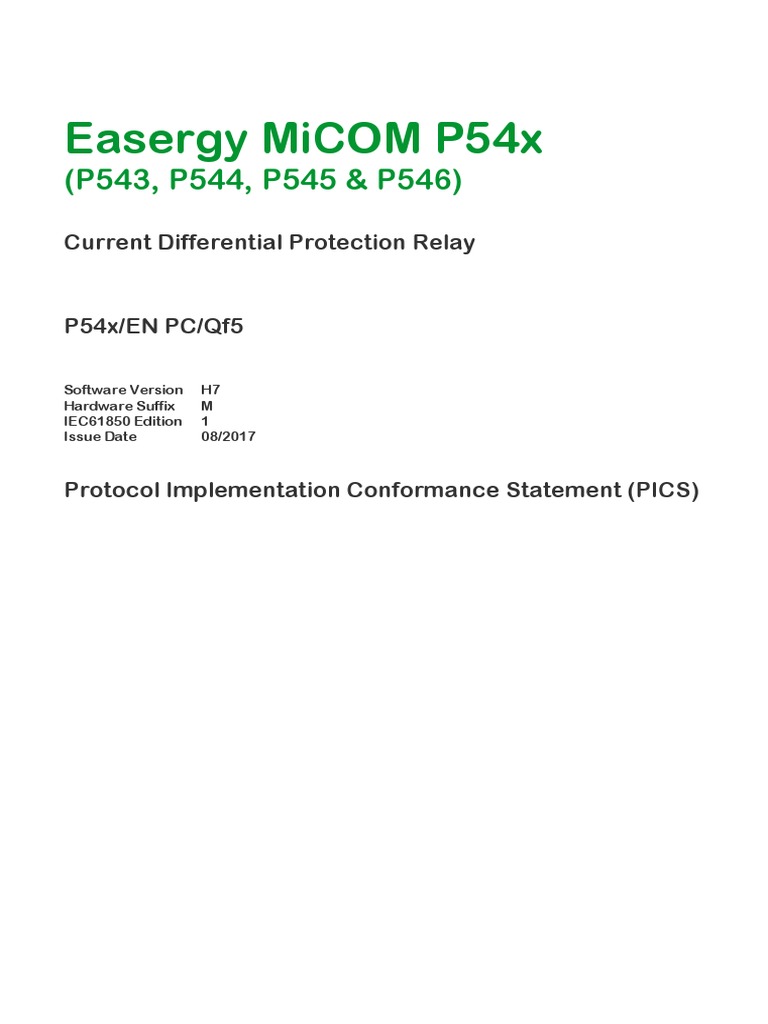Easergy Micom P54X: (P543, P544, P545 & P546) | PDF | Communications ...