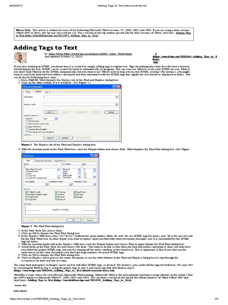 Adding Tags To Text (Microsoft Word) PDF | PDF | Microsoft Word | Html