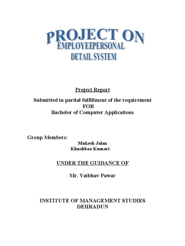 Project Report Submitted in Partial Fulfillment of The Requirement FOR ...