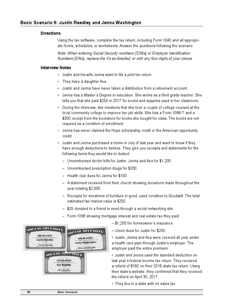 Basic Scenario 9: Justin Reedley and Jenna Washington (2018) | PDF ...