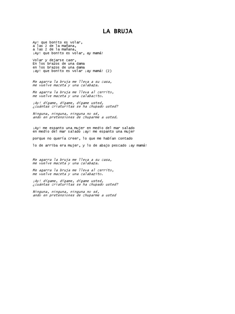 La Bruja Letra | PDF