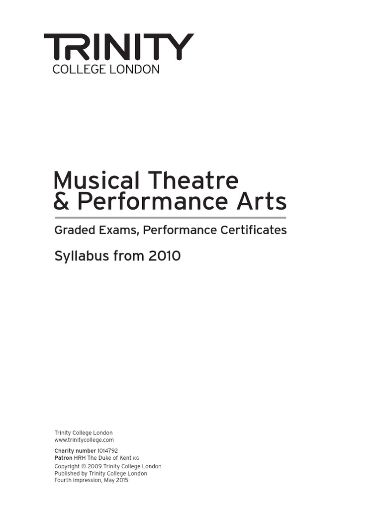 Musical Theatre & Performance Arts Syllabus | PDF | Educational Stages ...