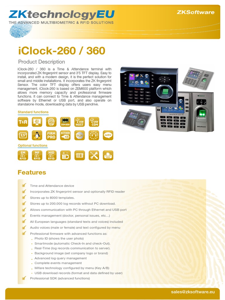 Iclock260-360 Brochure PDF | PDF | Usb Flash Drive | Usb