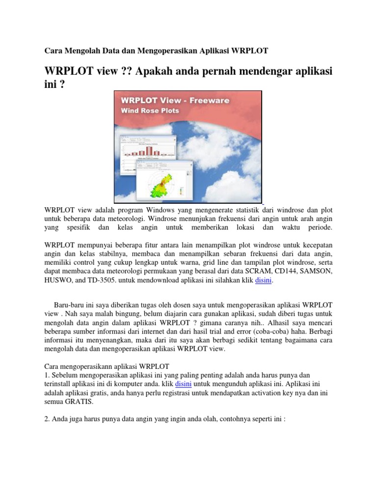 Cara Mengolah Data Dan Mengoperasikan Aplikasi WRPLOT | PDF | Karier & Perkembangan | Komputer