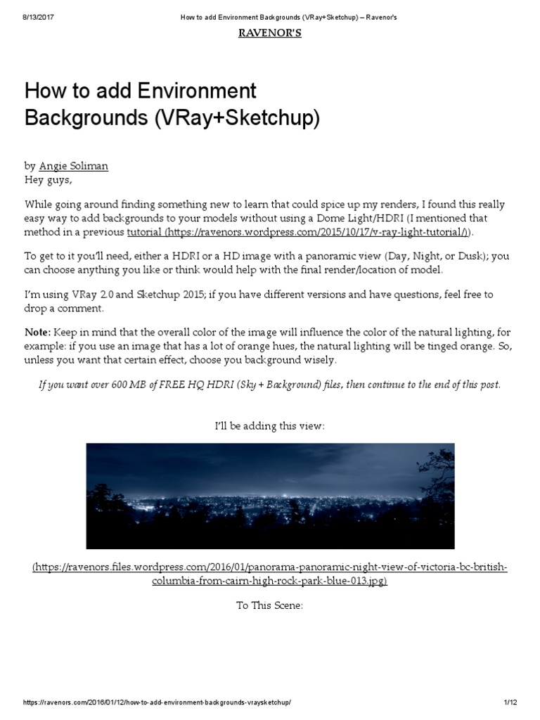 How To Add Environment Backgrounds (VRay+Sketchup) - Ravenor's | PDF ...