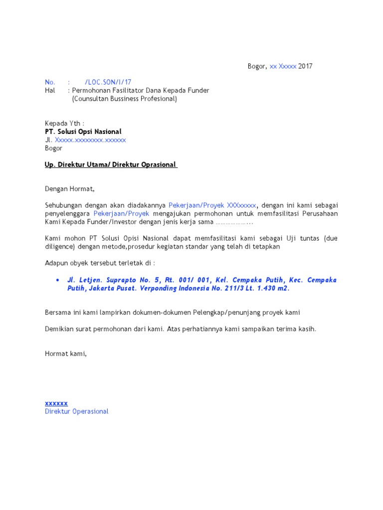 Surat Permohonan Fasilitator | PDF