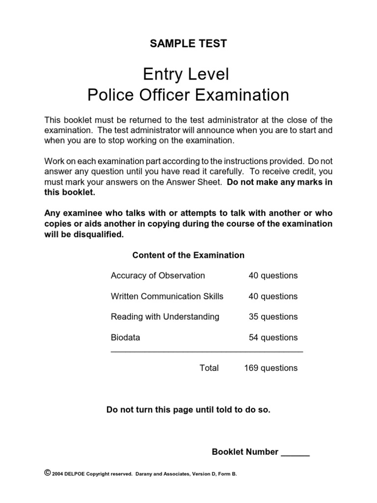 Phoenix PD Officer Sample Test | PDF | Multiple Choice | Test (Assessment)