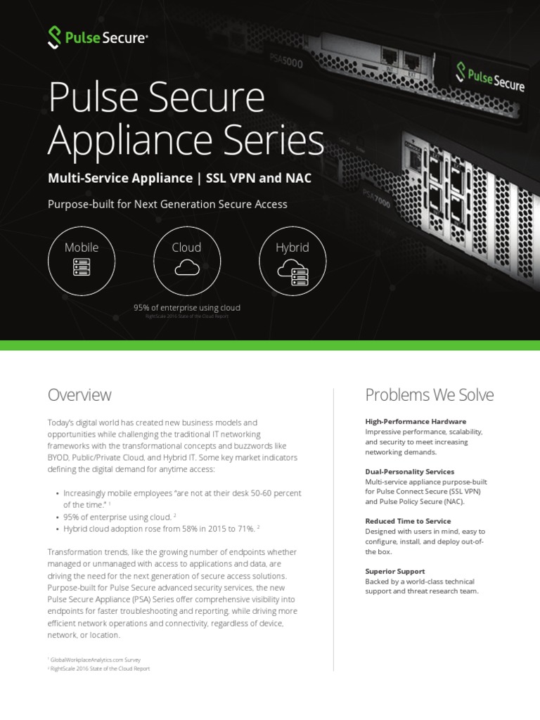 Pulse Secure Appliance Series: Purpose-built for Next Generation Secure ...