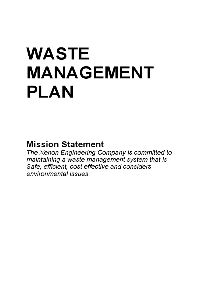 Waste Management Plan: Mission Statement | PDF | Waste Management ...