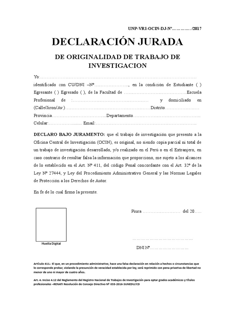 Declaracion Jurada | PDF | Juegos y actividades
