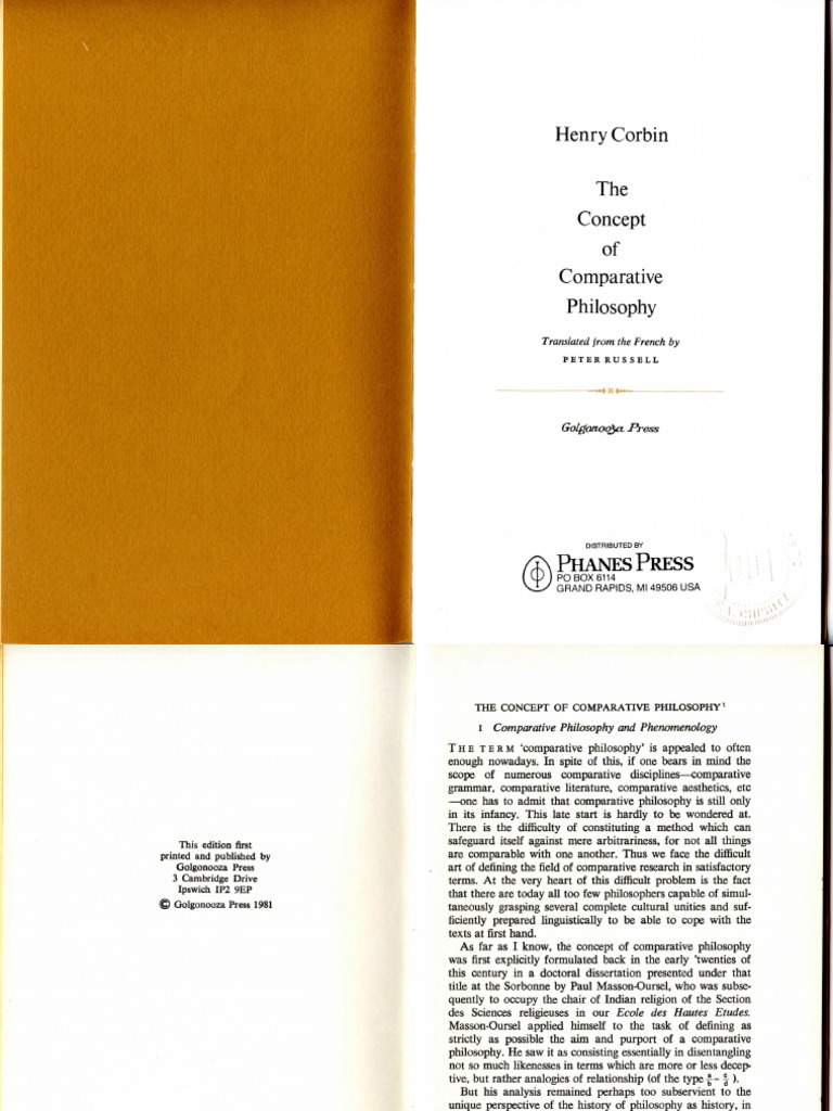 The Concept of Comparative Philosophy by Henry Corbin PDF | PDF | Phenomenology (Philosophy ...