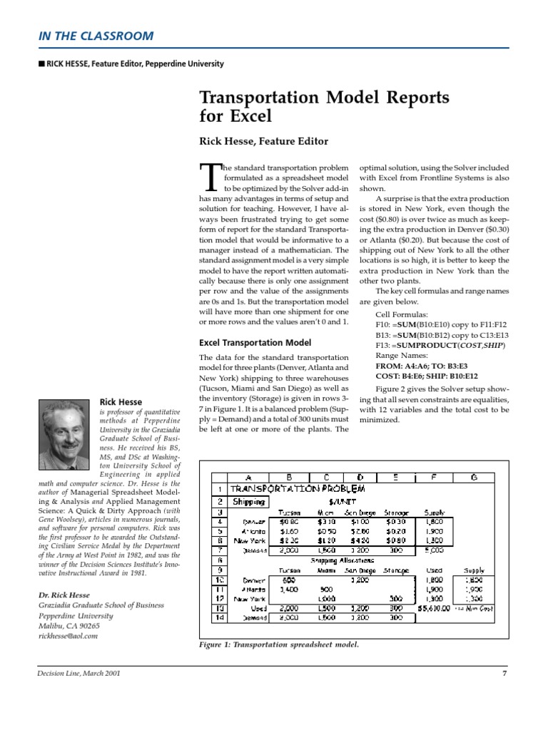 Transportation Problem Excel | PDF | Thesis | Microsoft Excel