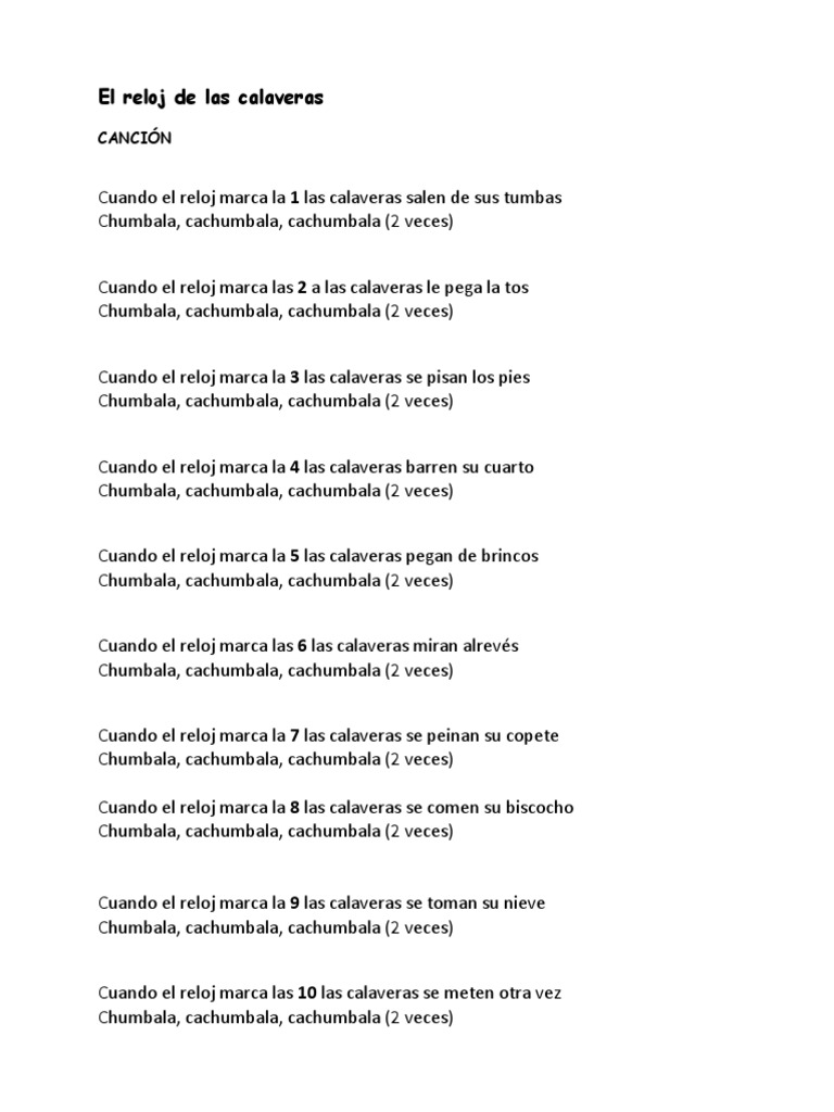 Canción de las Calaveras y el Reloj | PDF | Cocina, comidas y vino | Arte