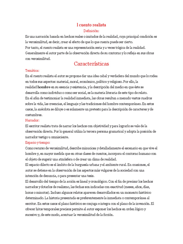 L Cuento Realista | PDF | Realismo literario | Narración