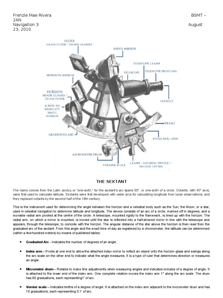 Parts of A Sextant | PDF | Navigation | Equipment