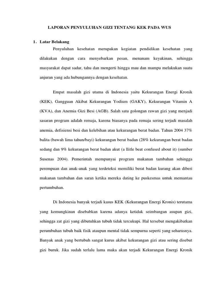 Laporan Penyuluhan Kek Pada Wus | PDF