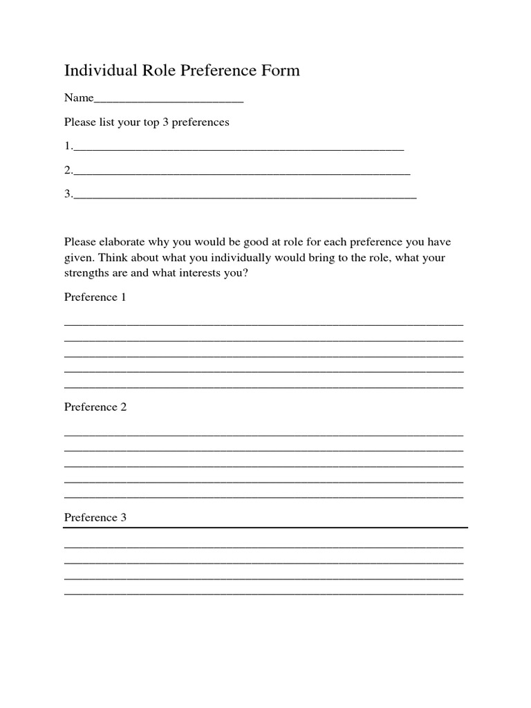 Roles Preference | PDF
