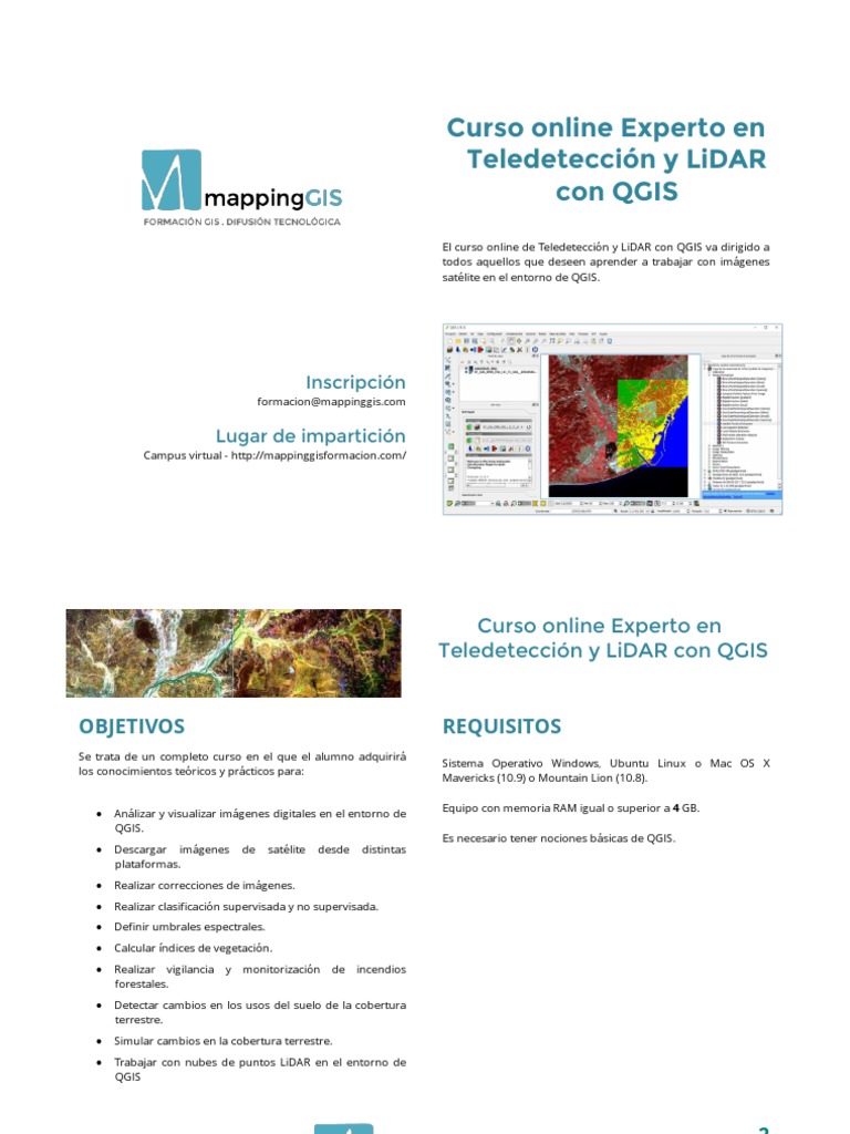 MappingGIS Programa Curso Teledetección y LiDAR Con QGIS | PDF | Sensores remotos | Lidar
