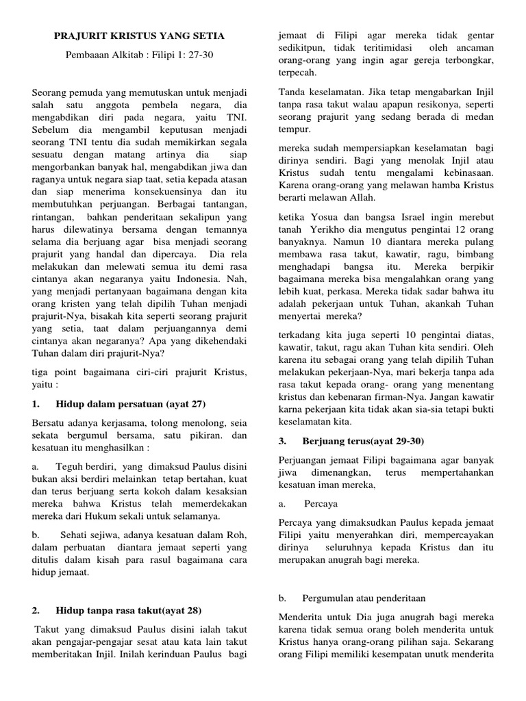 Prajurit Kristus Yang Setia | PDF
