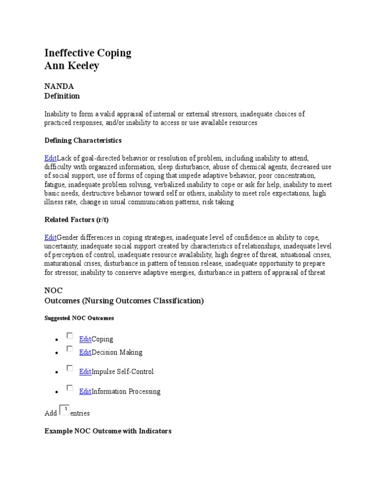 Ineffective Coping | PDF | Coping (Psychology) | Social Support