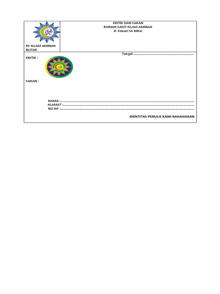 Form Kritik Saran | PDF