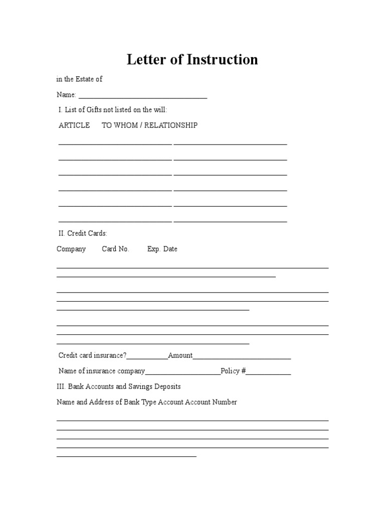 Letter of Instruction | Life Insurance | Insurance