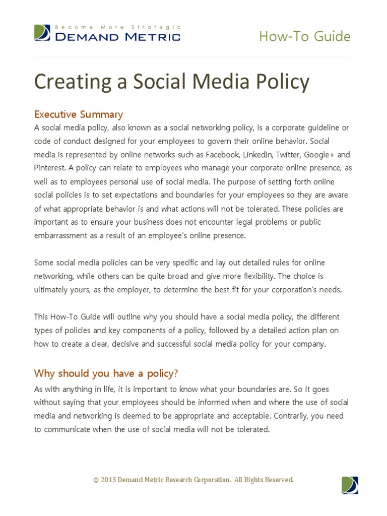 How-To Guide - Social Media Policy | PDF | Social Media | Popular ...