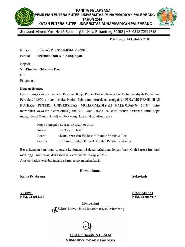 Contoh SURAT KUNJUNGAN | PDF