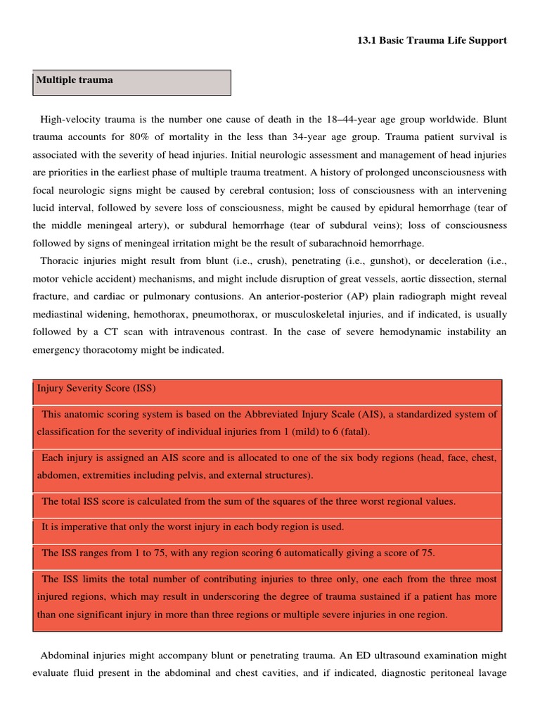 13.1 Basic Trauma Life Support | PDF | Traumatic Brain Injury | Burn