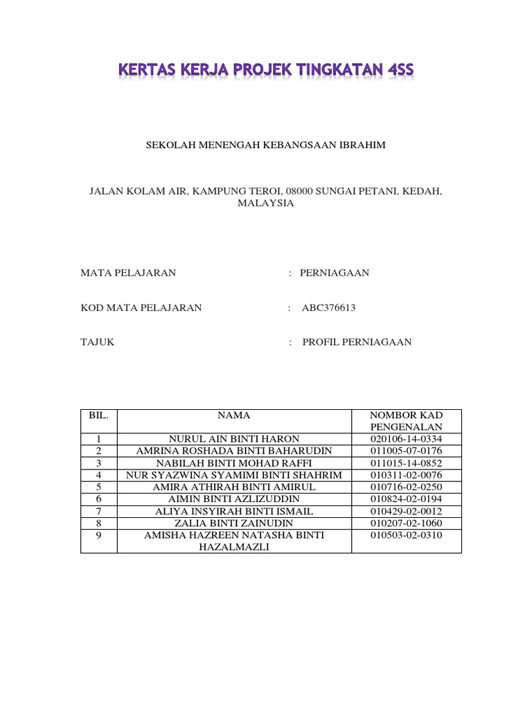 Kertas Kerja Projek Tingkatan 4ss | PDF