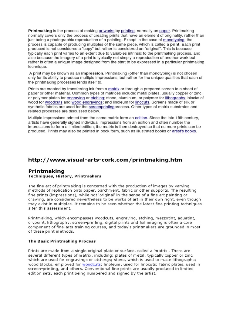 Print Making | PDF | Printmaking | Writing