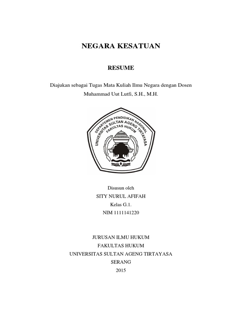Resemu Ilmu Negara - NEGARA KESATUAN | PDF