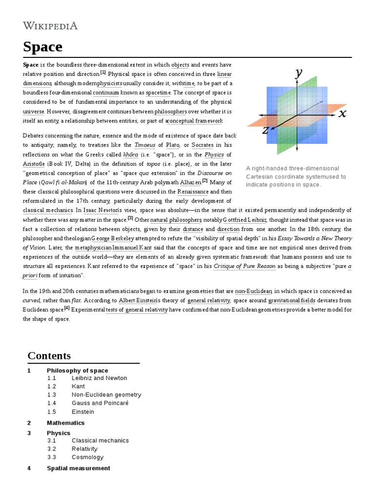 Space: Space Is The Boundless Three-Dimensional Extent in Which Objects ...