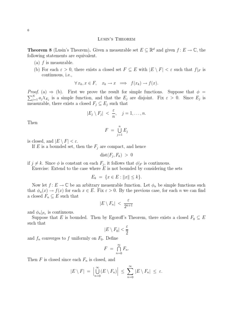 Lusin THM | PDF | Theorem | Real Number