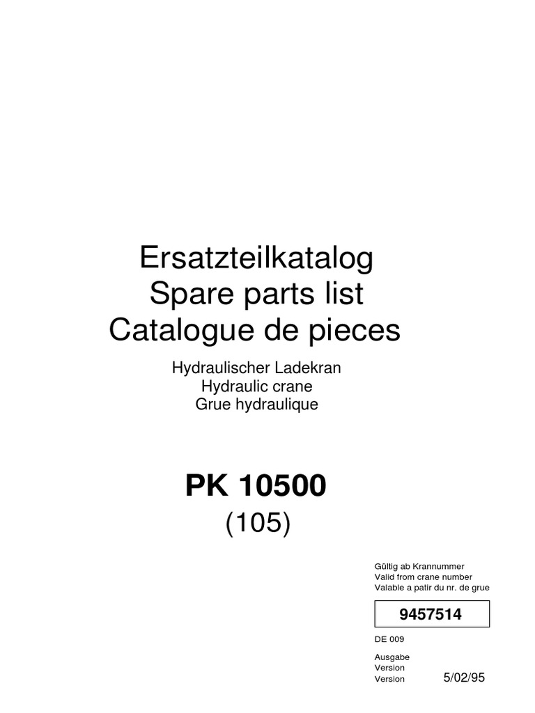 Spare Parts Book PK10500 PDF | PDF