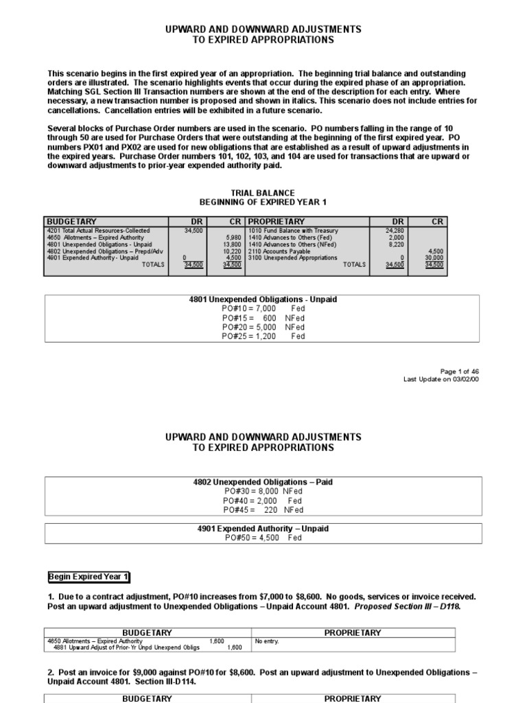 Upward and Downward Adjustments To Expired Appropriations | PDF ...