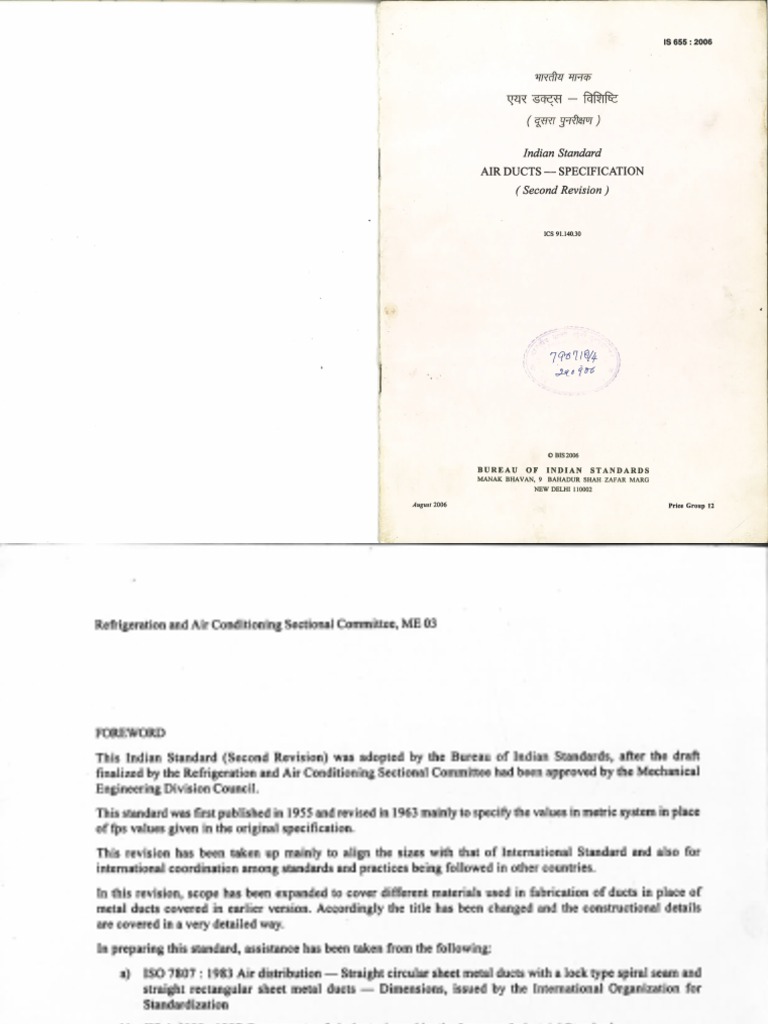 IS - 655 (2006) Air Ducts | PDF