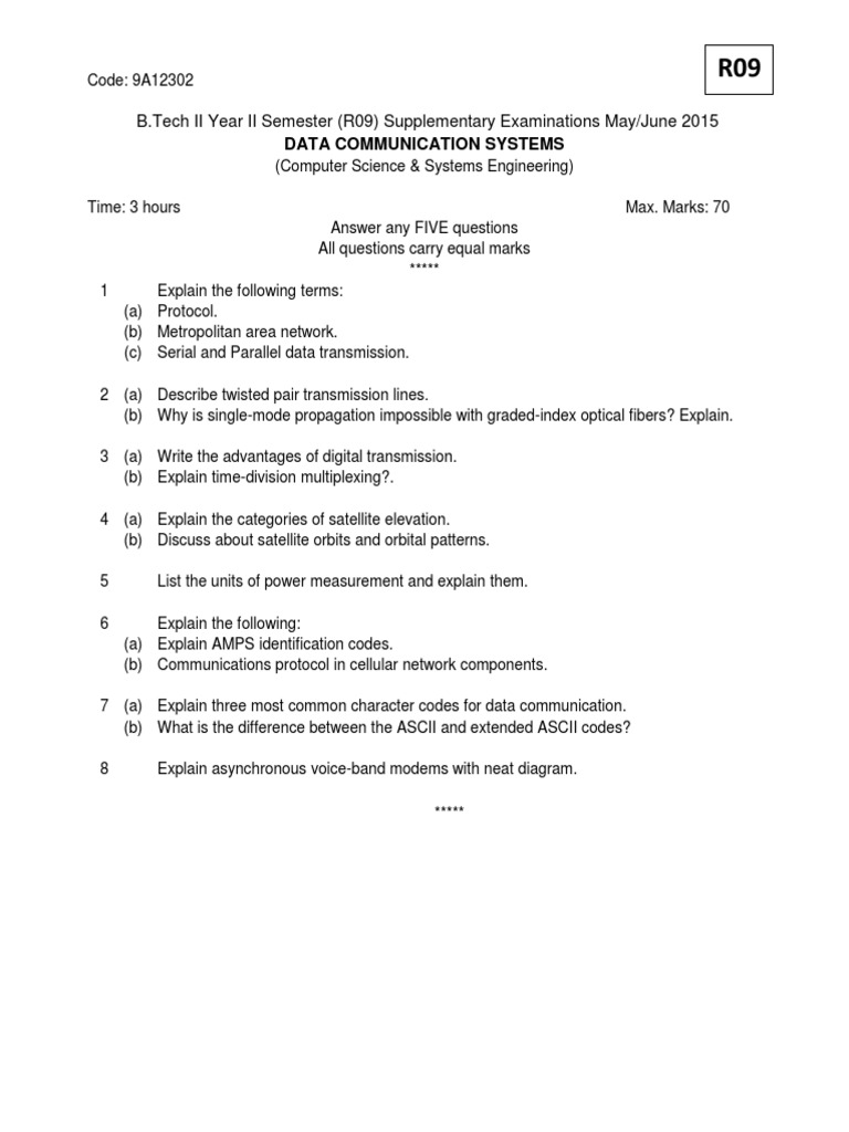 Data Communication Systems Exam Guide | PDF