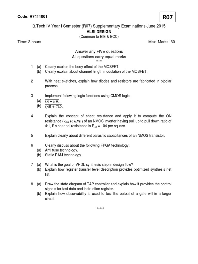 B .Tech IV Year I Semester (R07) Supplementary Examinations June 2015 | PDF