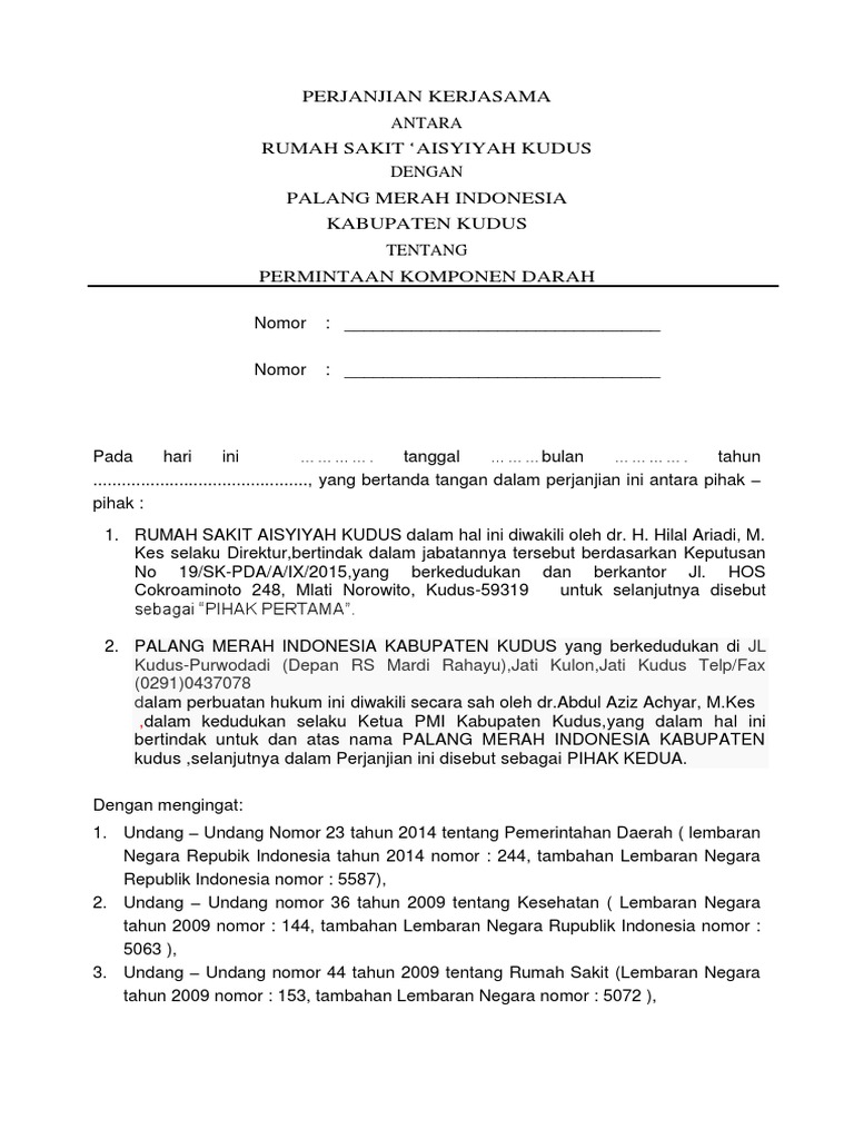 Perjanjian Kerjasama Mou Pmi | PDF