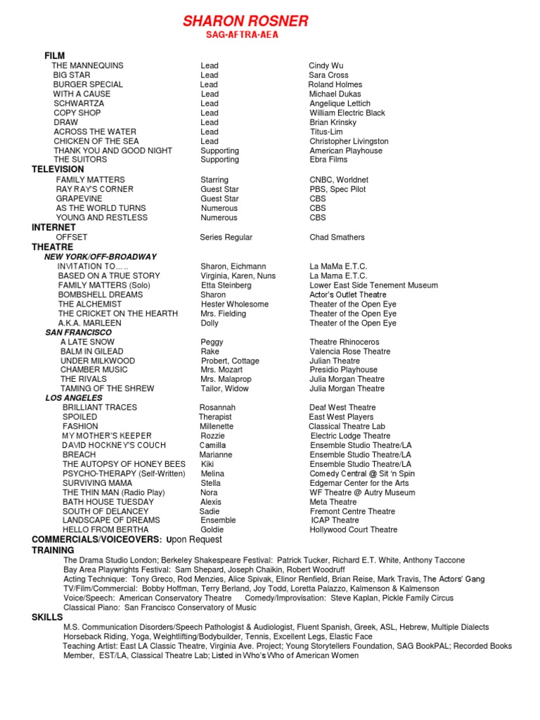 Sharon Rosner Act1 | PDF | Performing Arts | Theatre