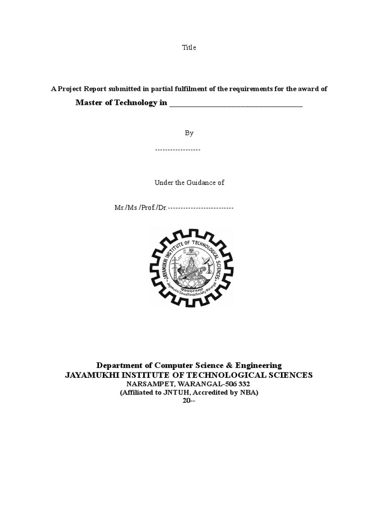 M.Tech Project Report Guidelines | PDF | Thesis | Academic Degree