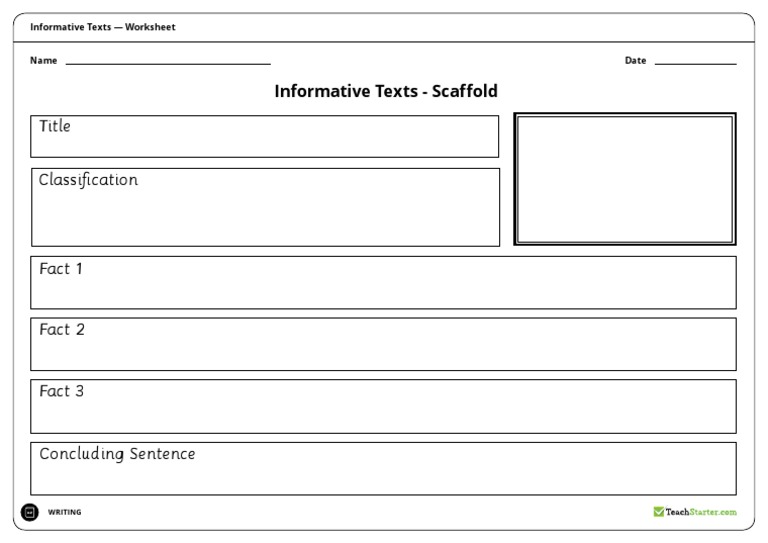 Teachstarter Simple Informative Texts Writing Scaffold | PDF