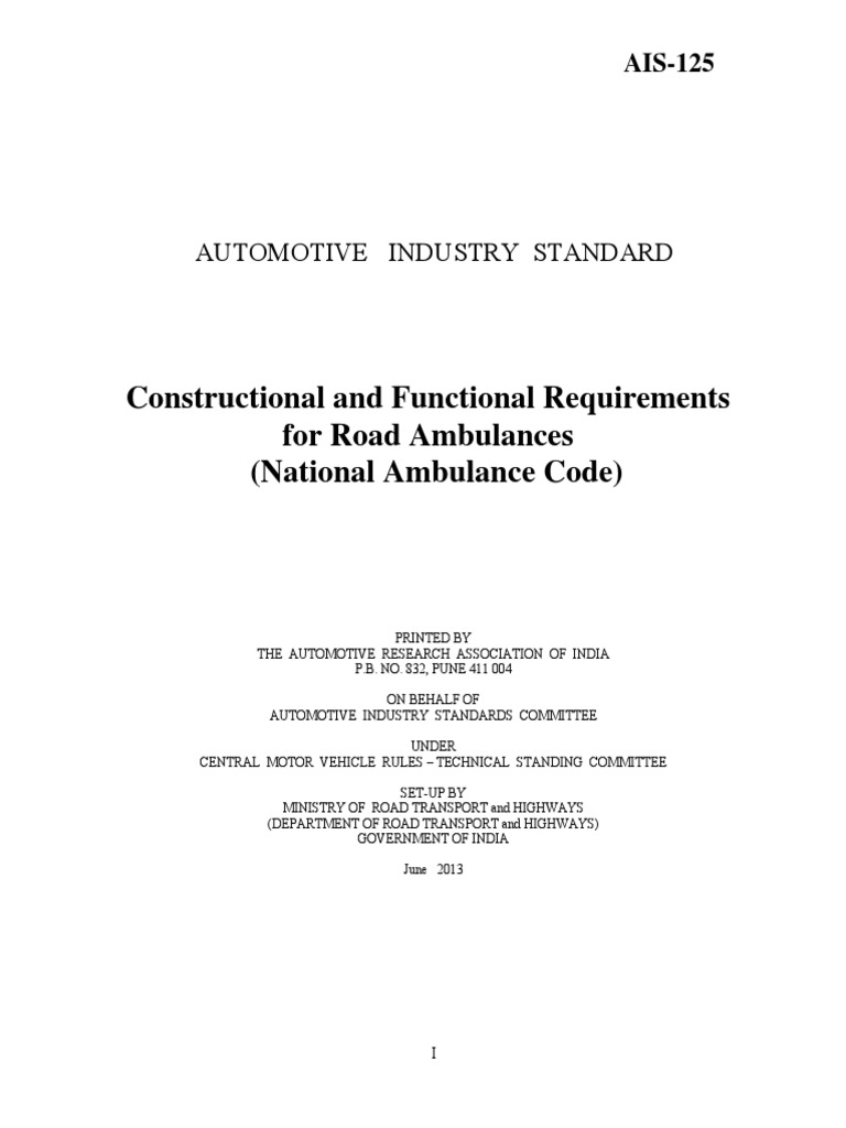 National Ambulance Code AIS-125 Standards | PDF | Ambulance | Power Supply