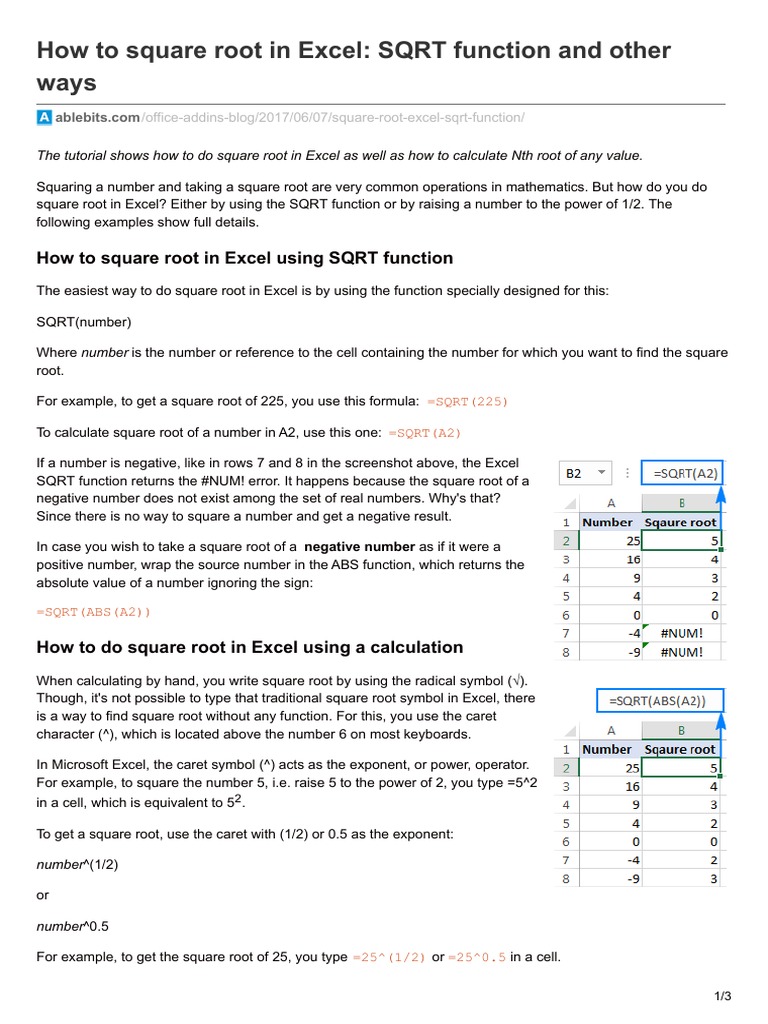Square Root in Excel SQRT Function and Other Ways | Exponentiation ...