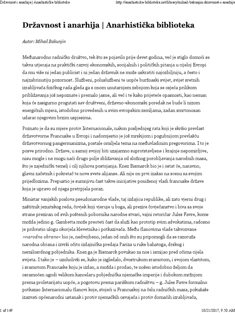 Državnost I Anarhija - Anarhistička Biblioteka | PDF