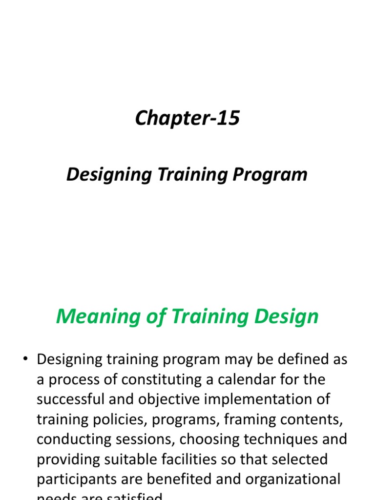 Chapter 15 Designing Training Program | PDF | Instructional Design | Goal